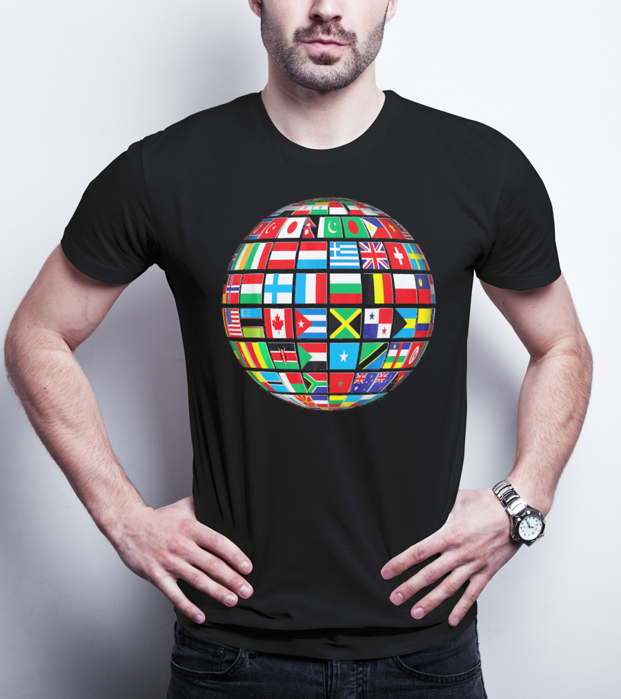 World Flag Buttons Global Flags Sphere T-Shirt
