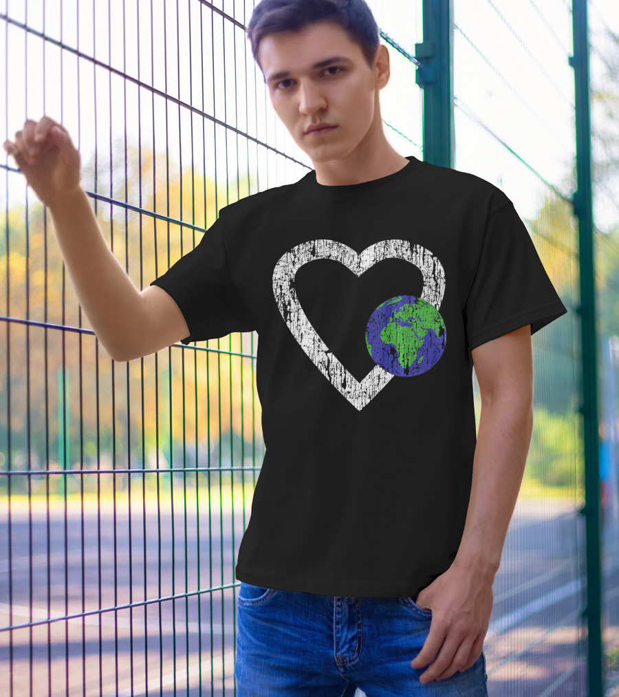 I Love Planet Earth Day Climate Change Heart World T-Shirt