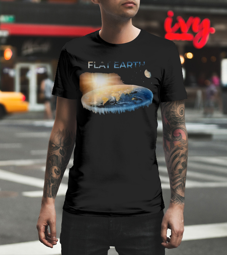 Flat Earth Dome Map With Sun And Moon T-Shirt