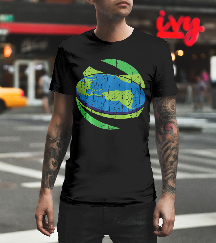 Flat Earth Flat Earther Planet Cracked Globe T-Shirt