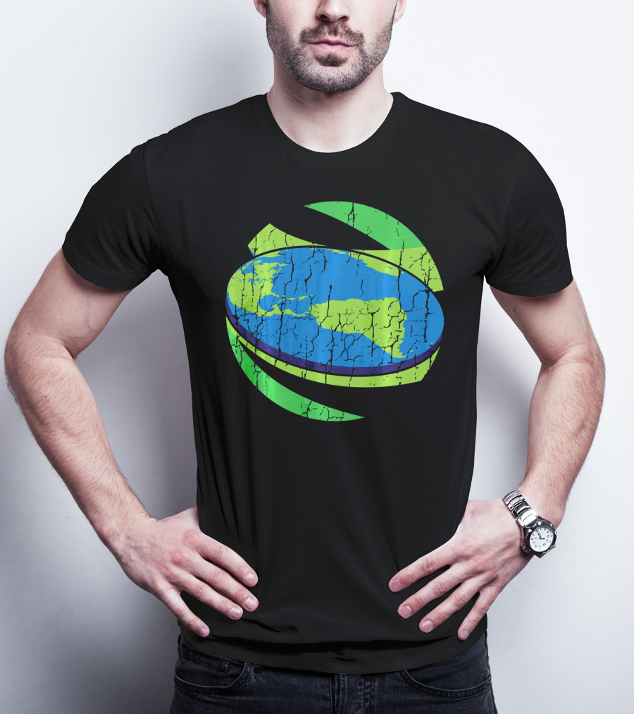 Flat Earth Flat Earther Planet Cracked Globe T-Shirt