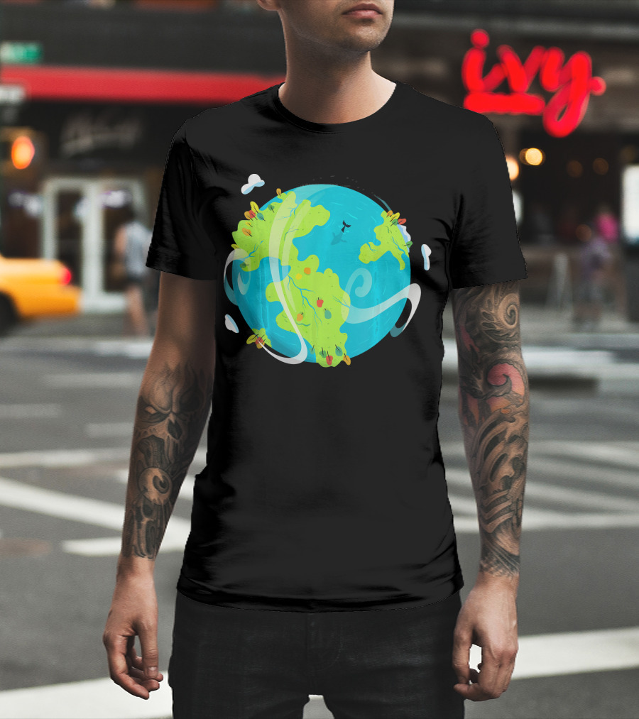 Earth Day Mother Planet Tree Dolphin Scenic Globe T-Shirt