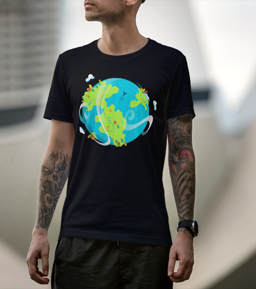 Earth Day Mother Planet Tree Dolphin Scenic Globe T-Shirt
