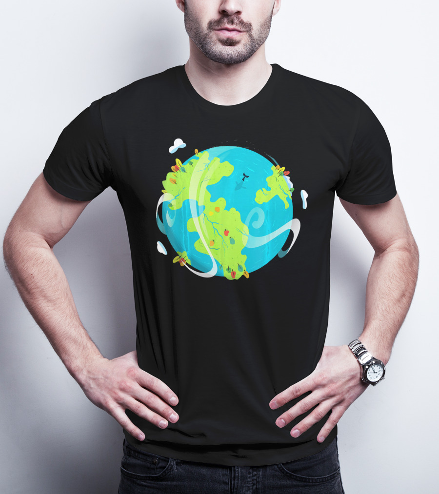 Earth Day Mother Planet Tree Dolphin Scenic Globe T-Shirt