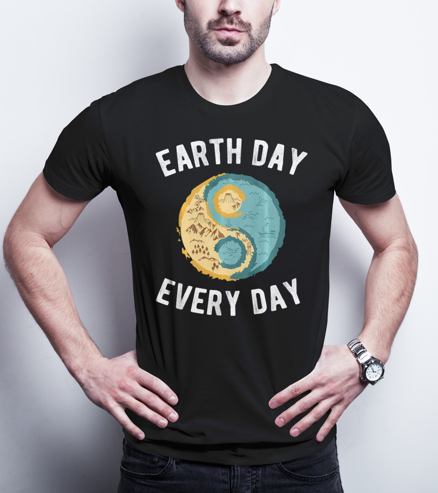Earth Day Every Day Yin Yang Yog Nature Elements T-Shirt