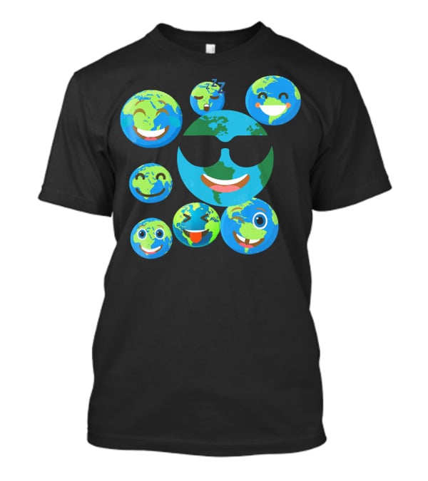 Cute Earth Emoji Smileys Emotion Faces T-Shirt