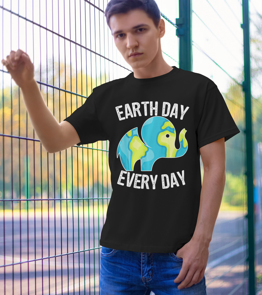 Earth Day Every Day Elephant Vintage Earth T-Shirt