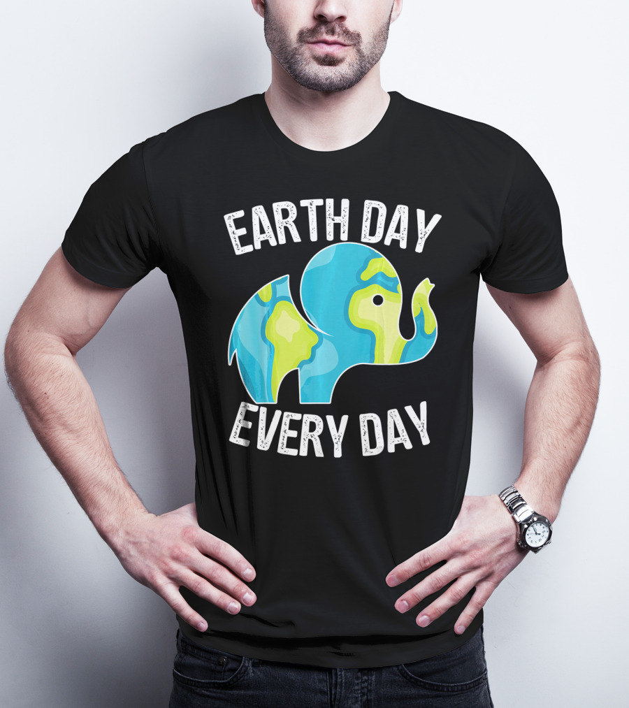 Earth Day Every Day Elephant Vintage Earth T-Shirt