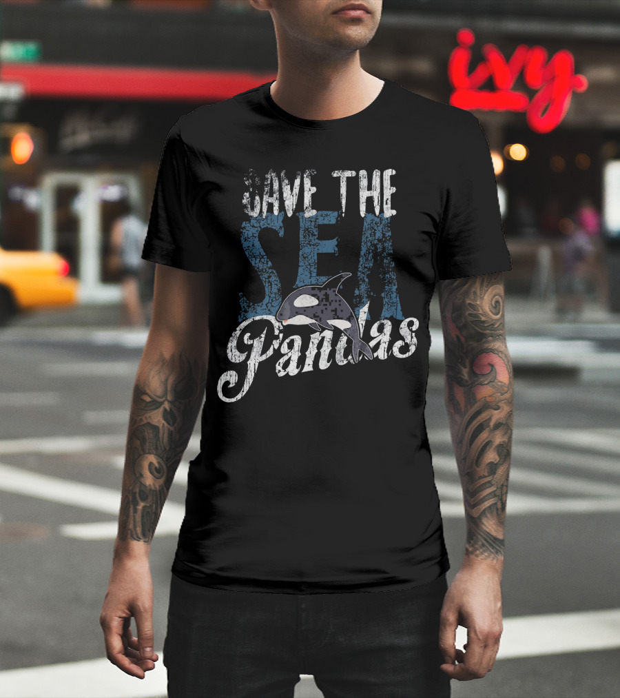 Save The Sea Pandas Orca Conservation Message T-Shirt