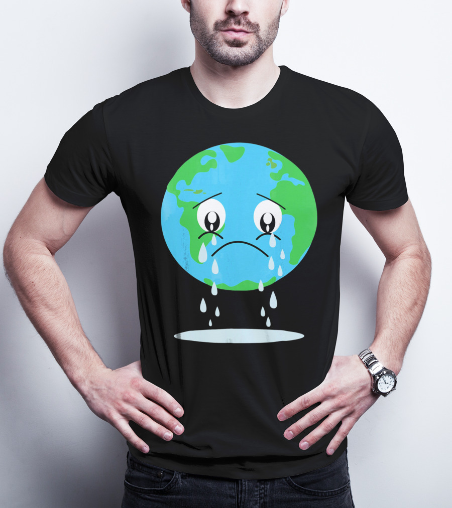 Sad Earth Crying Environmental Green Planet T-Shirt