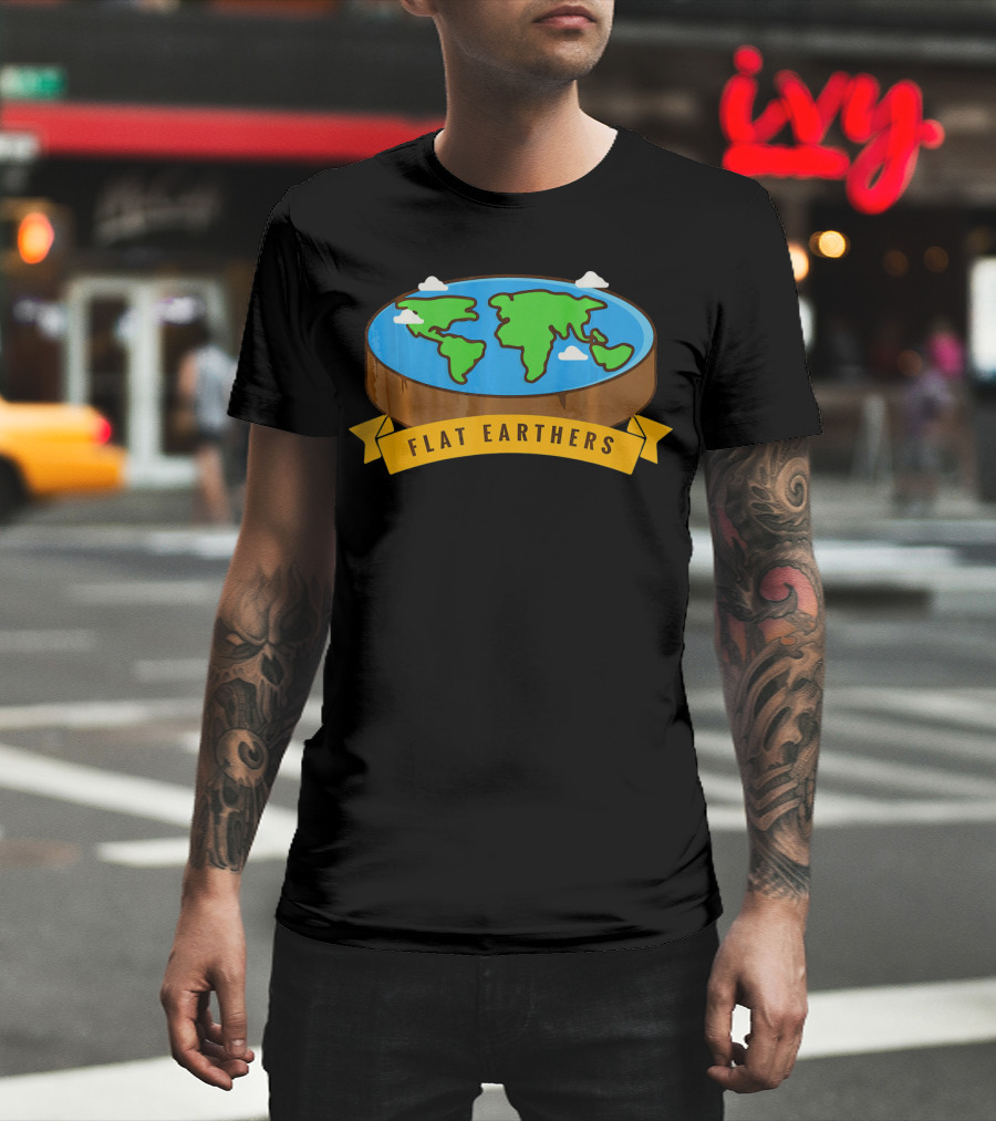 Flat Earthers Flat Earth Society Earth Disc Banner T-Shirt