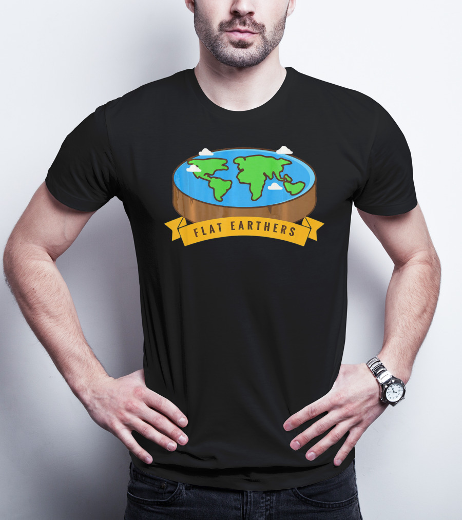 Flat Earthers Flat Earth Society Earth Disc Banner T-Shirt