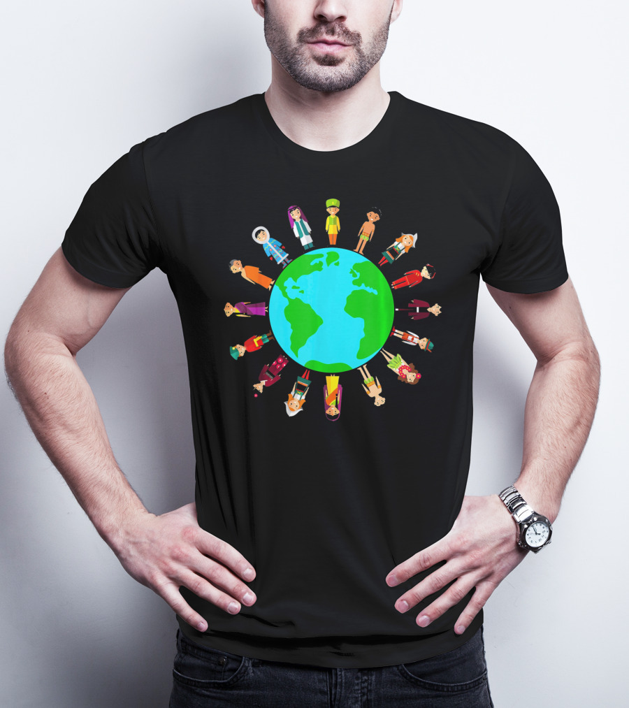 Happy Earth Day Global Unity With Diverse People Around The World T-Shirt