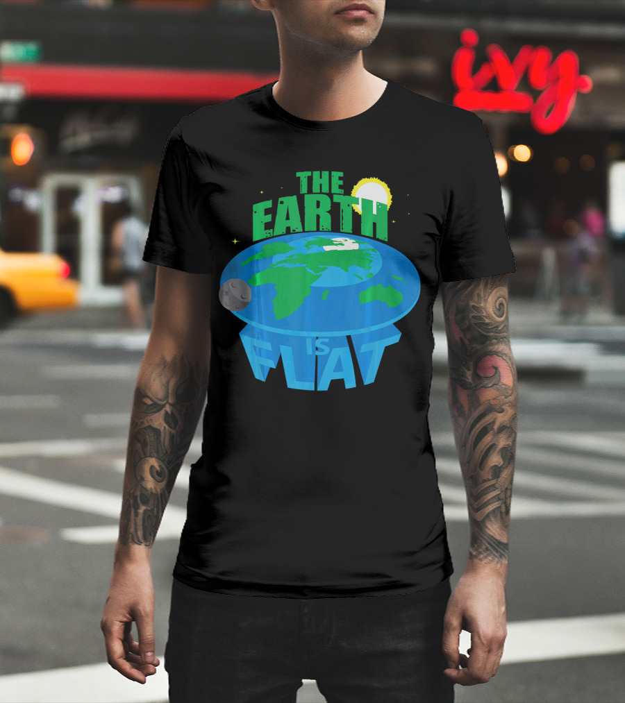The Earth Is Flat Moon Sun Stars T-Shirt