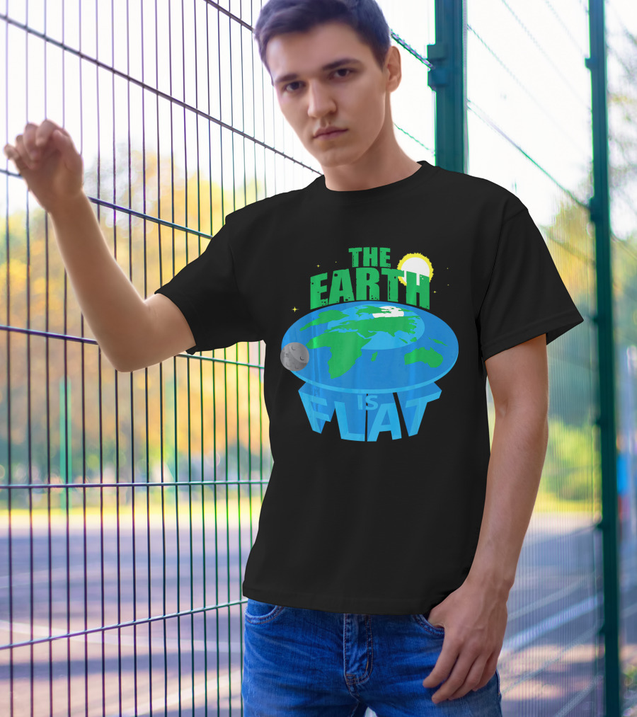 The Earth Is Flat Moon Sun Stars T-Shirt