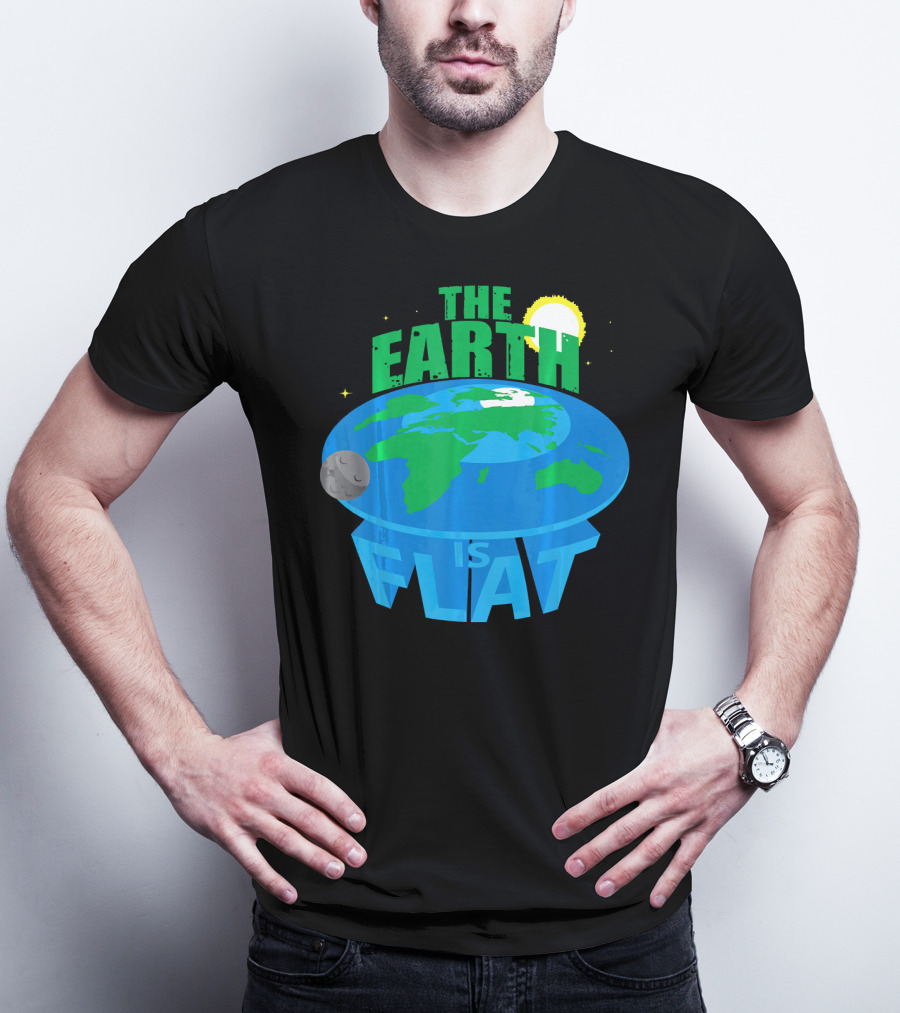 The Earth Is Flat Moon Sun Stars T-Shirt
