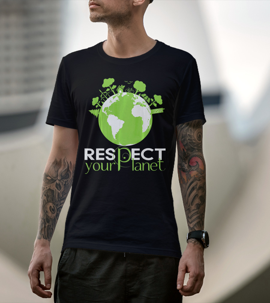 Respect Your Planet Earth Day Green Eco Symbols T-Shirt