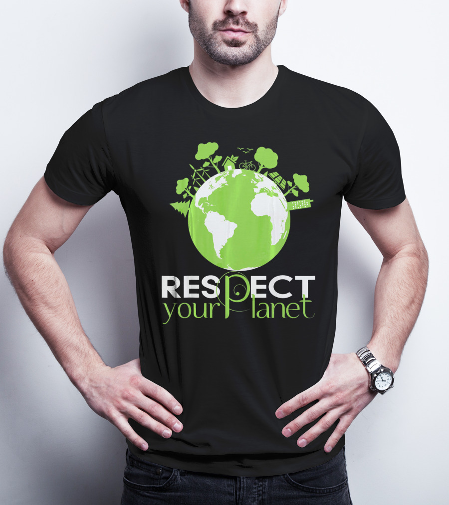 Respect Your Planet Earth Day Green Eco Symbols T-Shirt