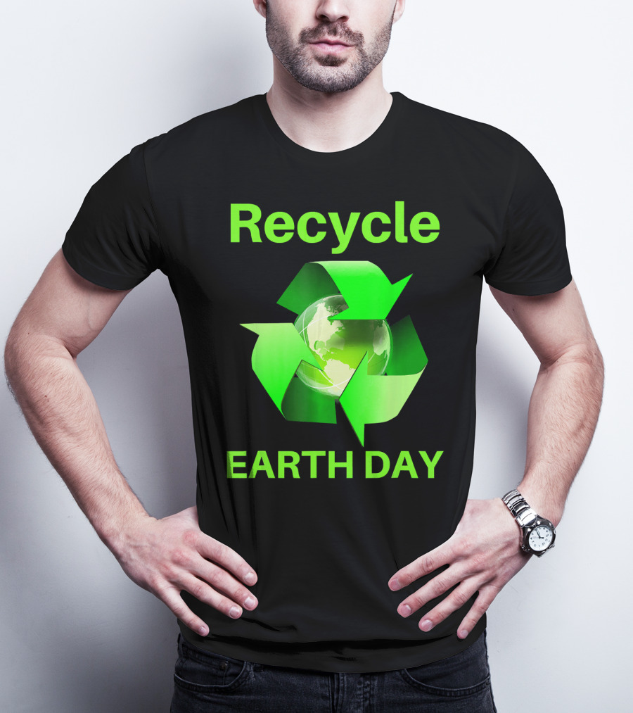 Recycle Earth Day Green Arrows Globe T-Shirt