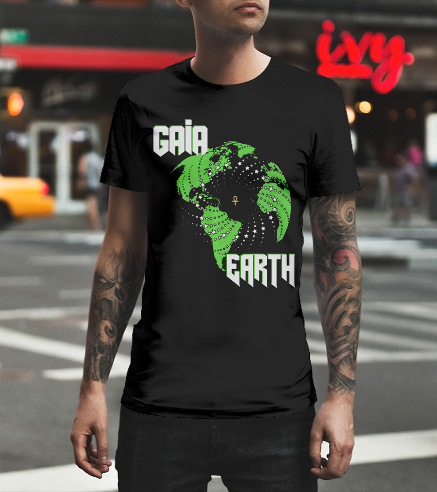 Gaia Earth Ankh Starry Globe T-Shirt