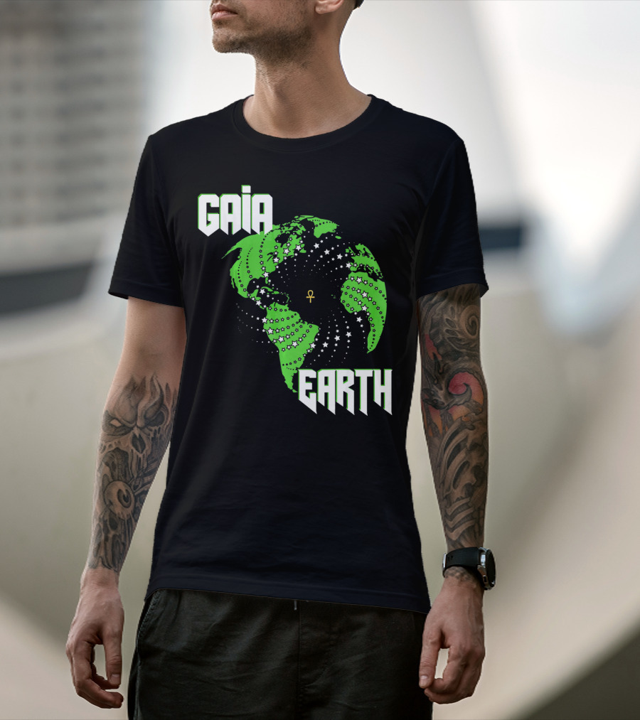 Gaia Earth Ankh Starry Globe T-Shirt