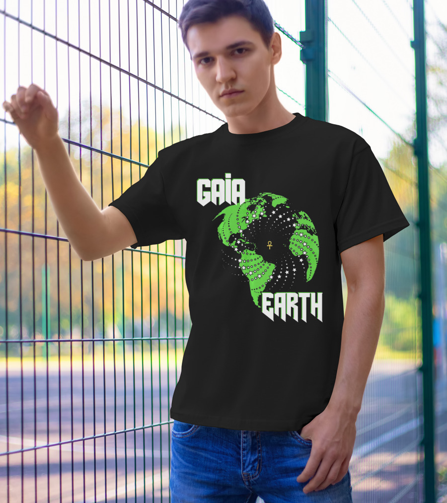 Gaia Earth Ankh Starry Globe T-Shirt