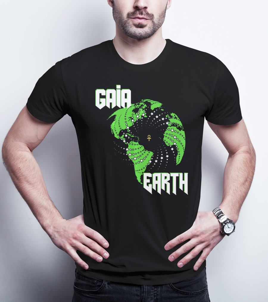 Gaia Earth Ankh Starry Globe T-Shirt