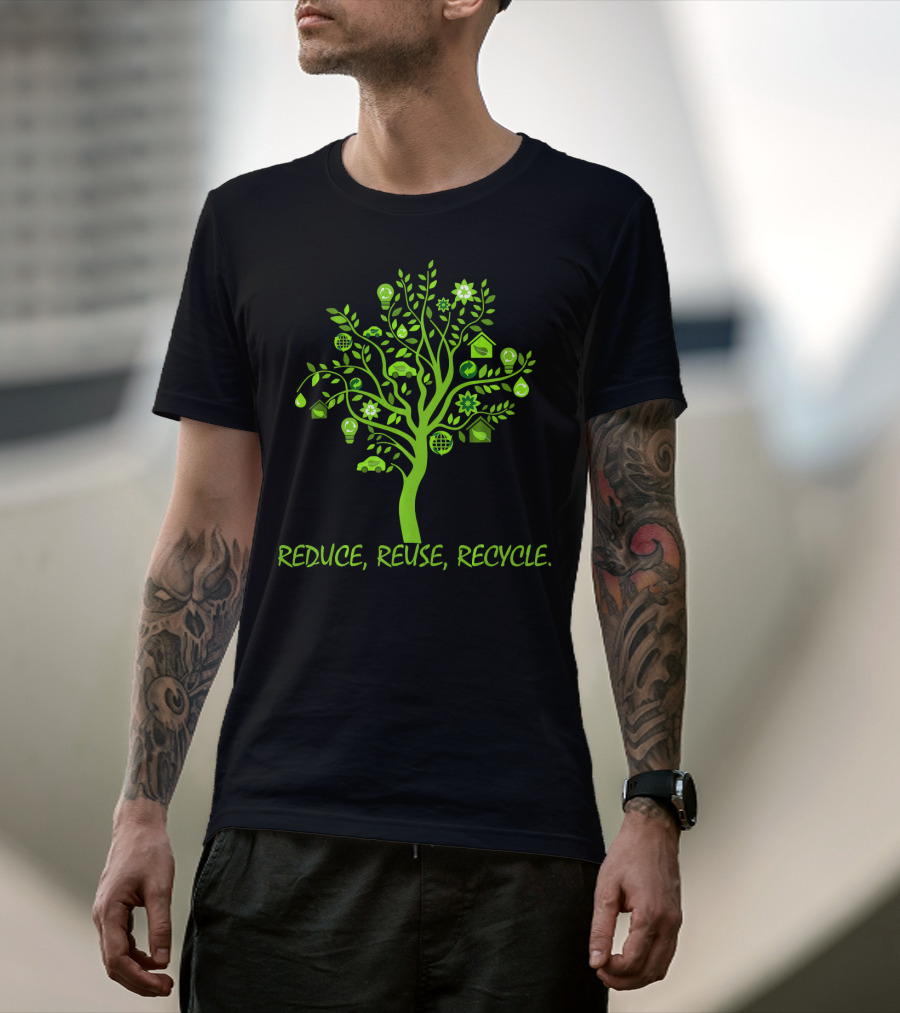 Reduce Reuse Recycle Earth Day Tree With Eco Icons T-Shirt
