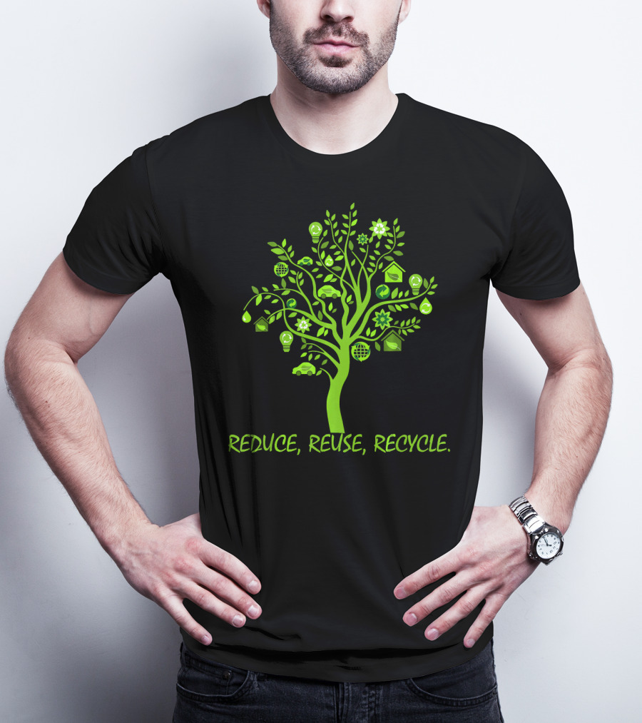Reduce Reuse Recycle Earth Day Tree With Eco Icons T-Shirt