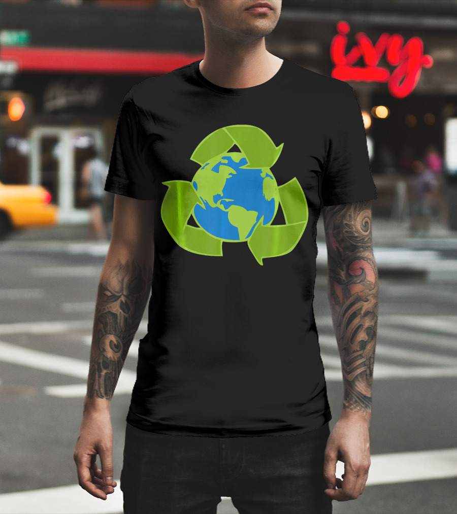 Planet Earth Recycle Symbol Env Eco-Friendly T-Shirt