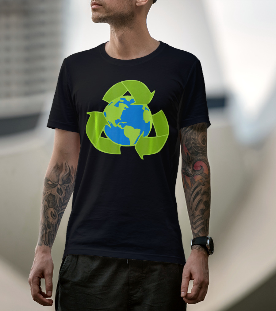 Planet Earth Recycle Symbol Env Eco-Friendly T-Shirt