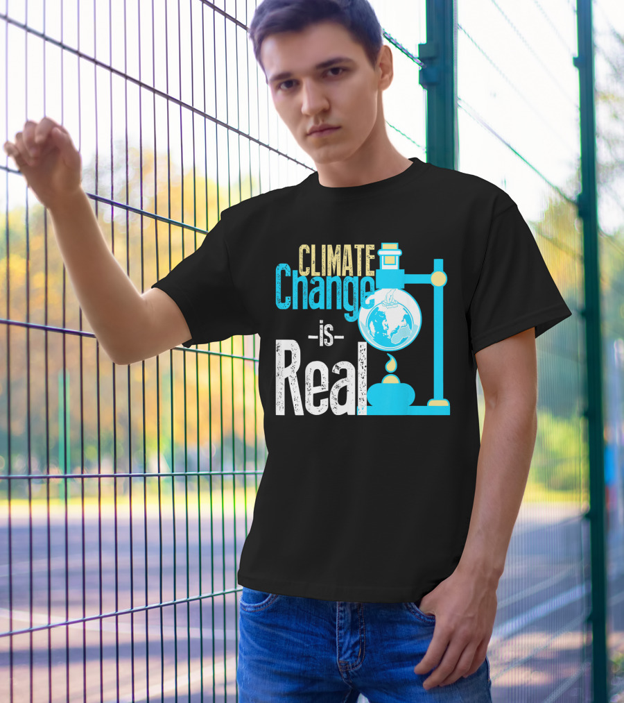 Climate Change Is Real Earth On Fire Scientific T-Shirt