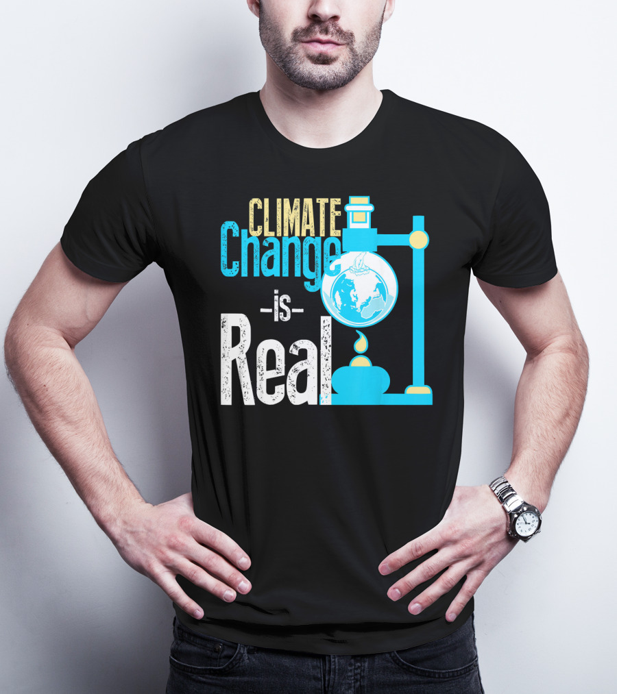 Climate Change Is Real Earth On Fire Scientific T-Shirt
