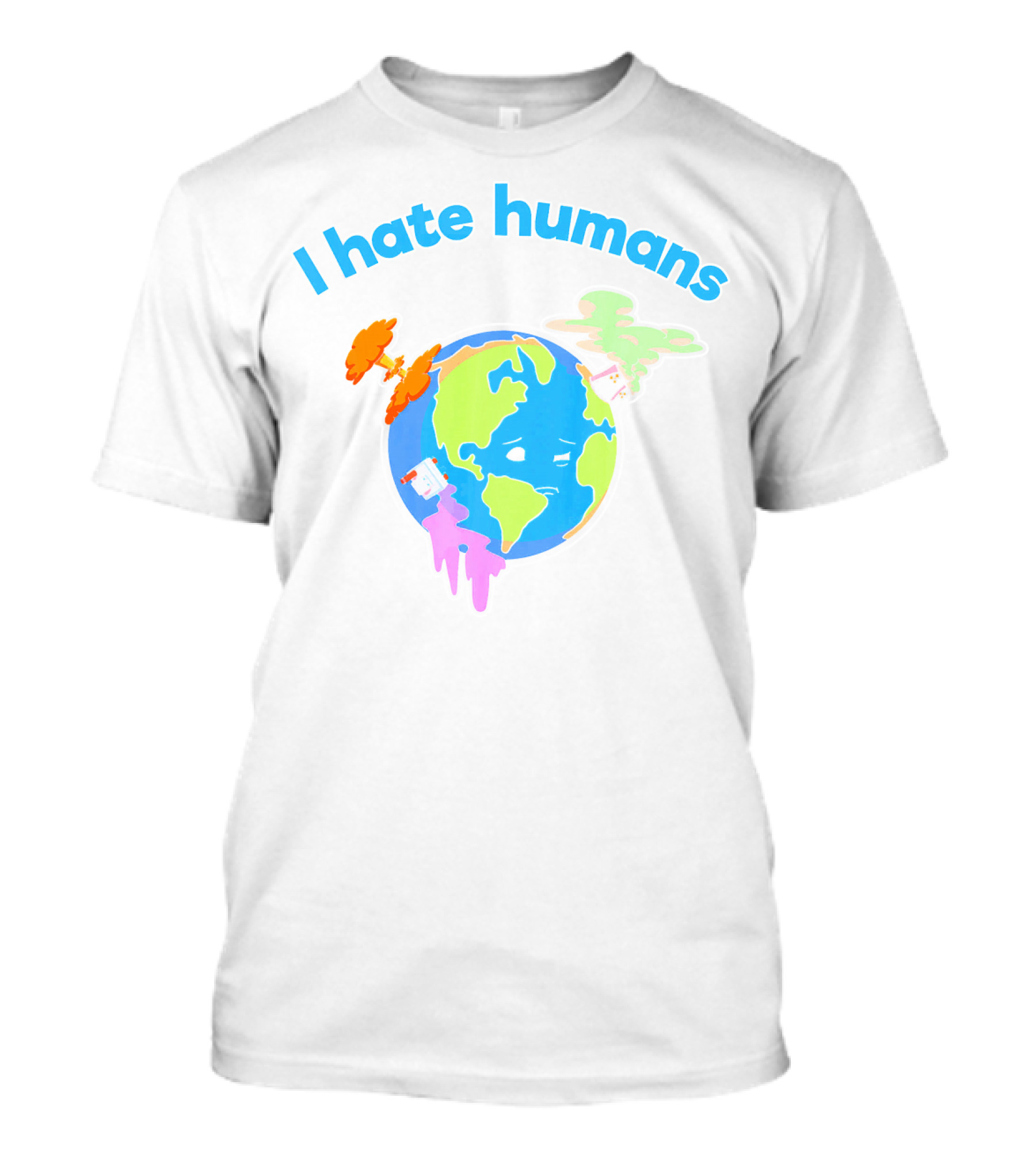 I Hate Humans Earth With Pollution Icons Earth Day Every Day T-Shirt