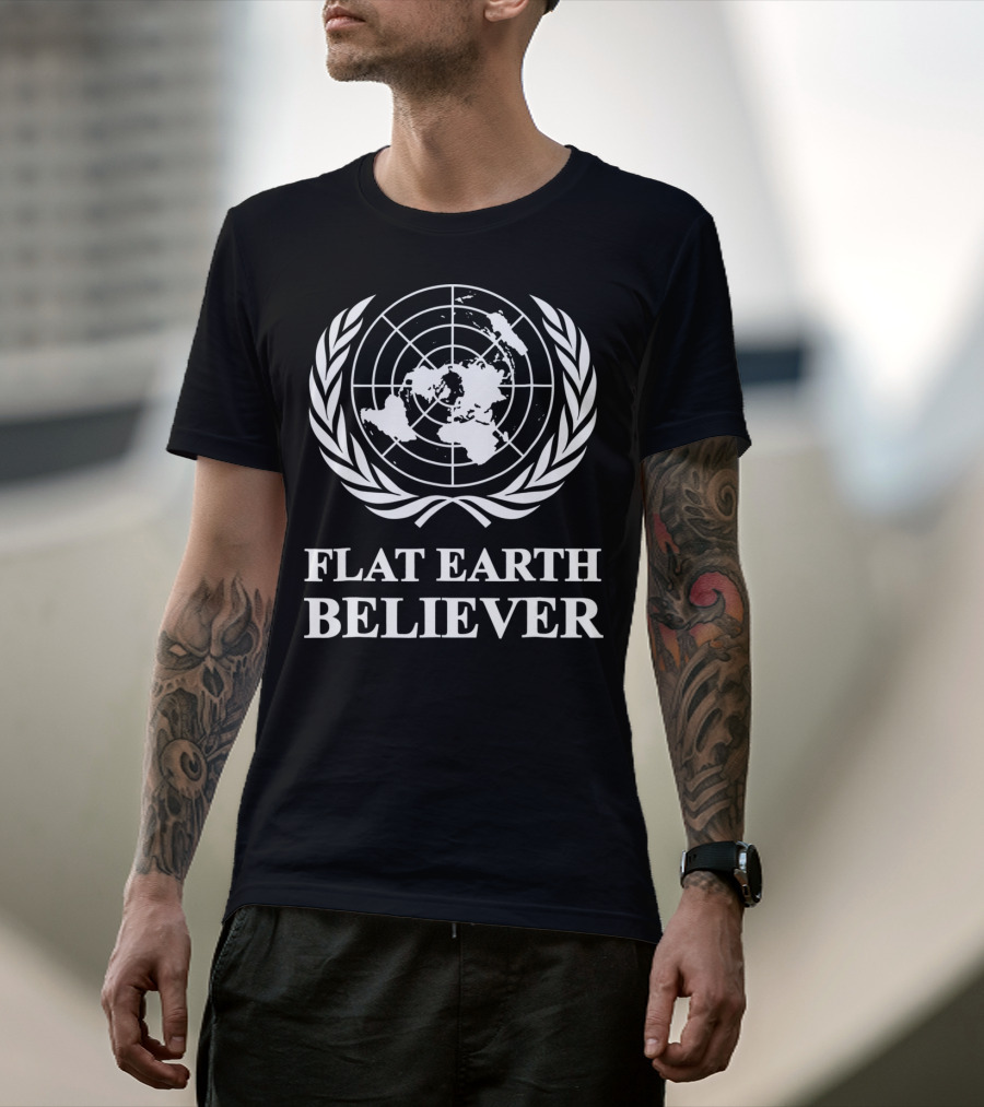 Flat Earth Believer Globe Emblem T-Shirt