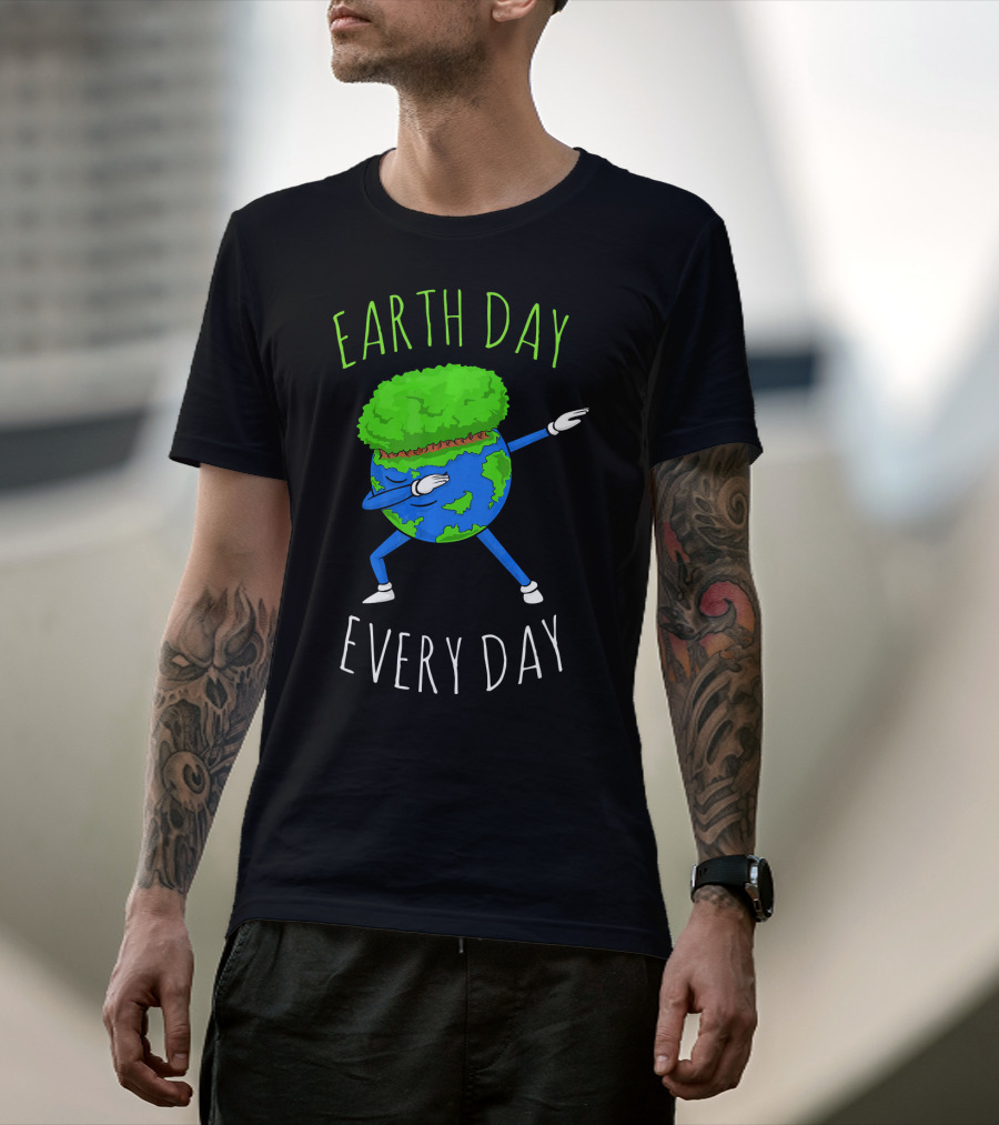 Earth Day Every Day Dancing Globe With Green Hair T-Shirt