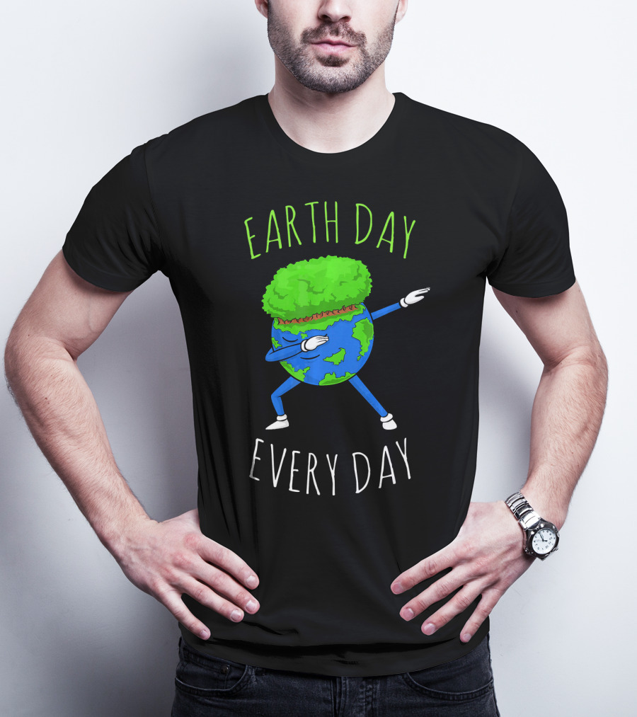 Earth Day Every Day Dancing Globe With Green Hair T-Shirt