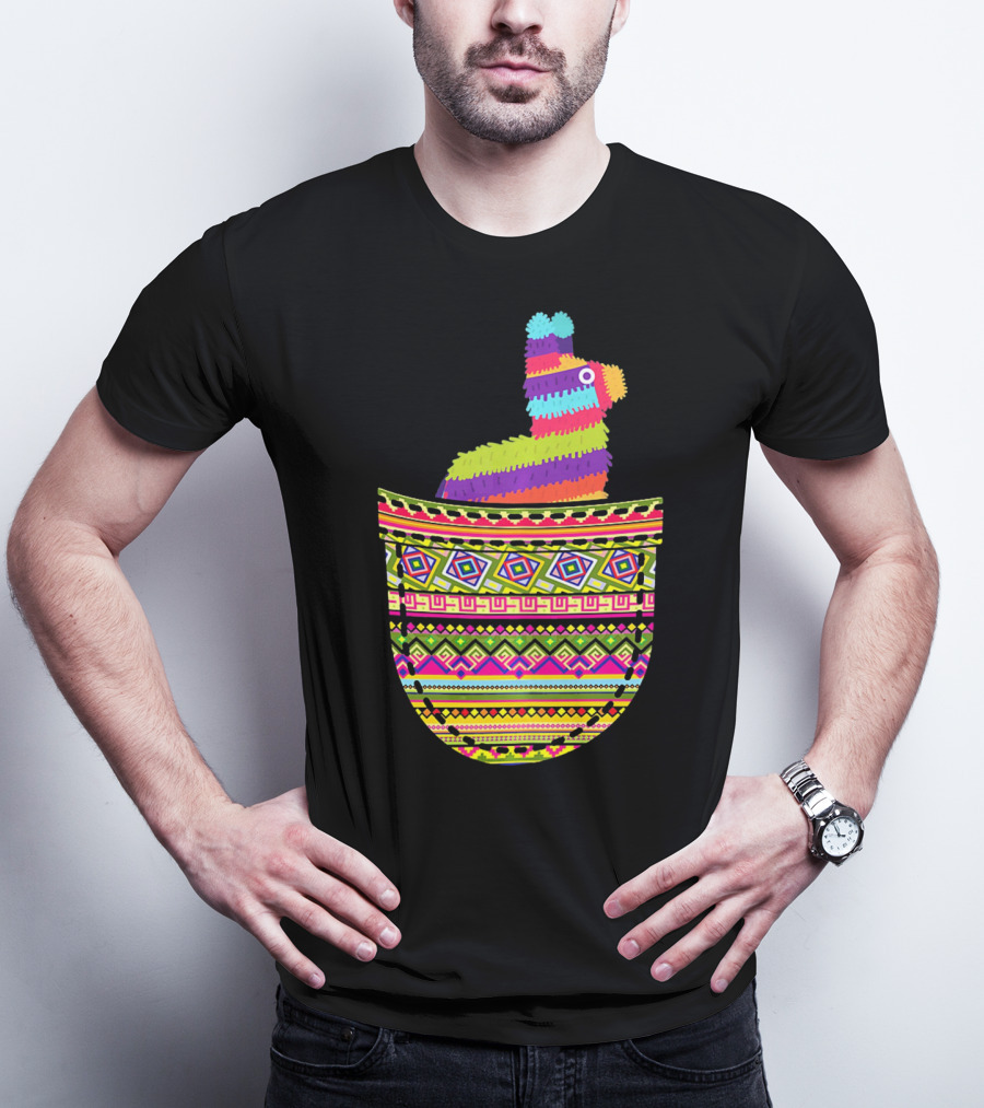 Mexican Pinata Pocket Cinco De Mayo Fiesta Colorful T-Shirt