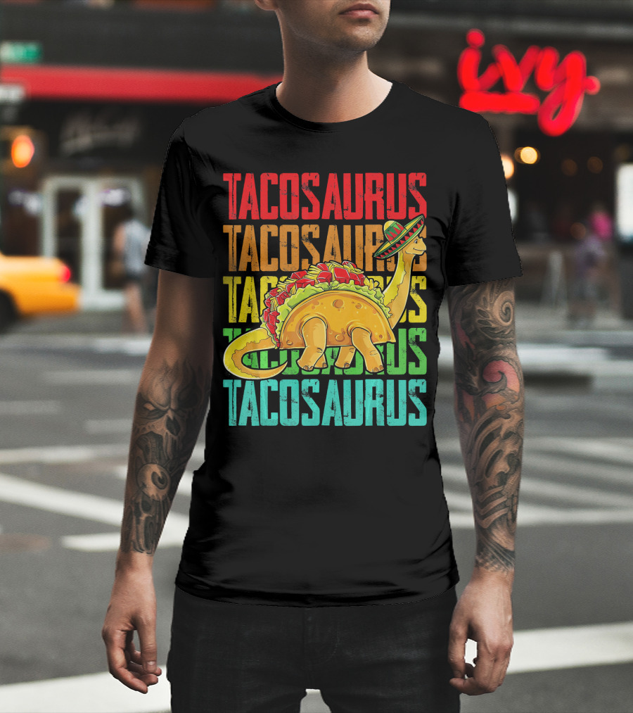 Tacosaurus Sombrero Dinosaur Taco Mexican Fiesta T-Shirt