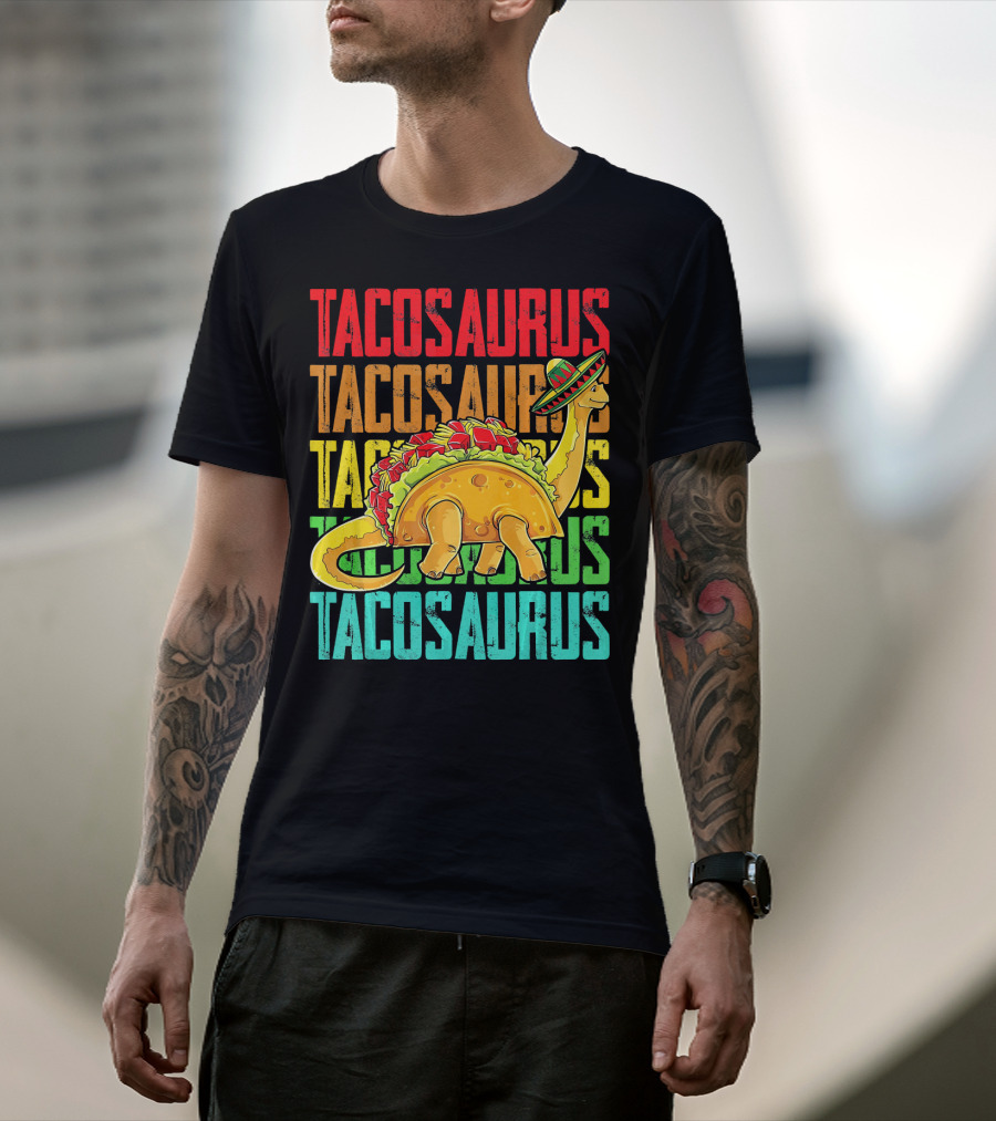 Tacosaurus Sombrero Dinosaur Taco Mexican Fiesta T-Shirt