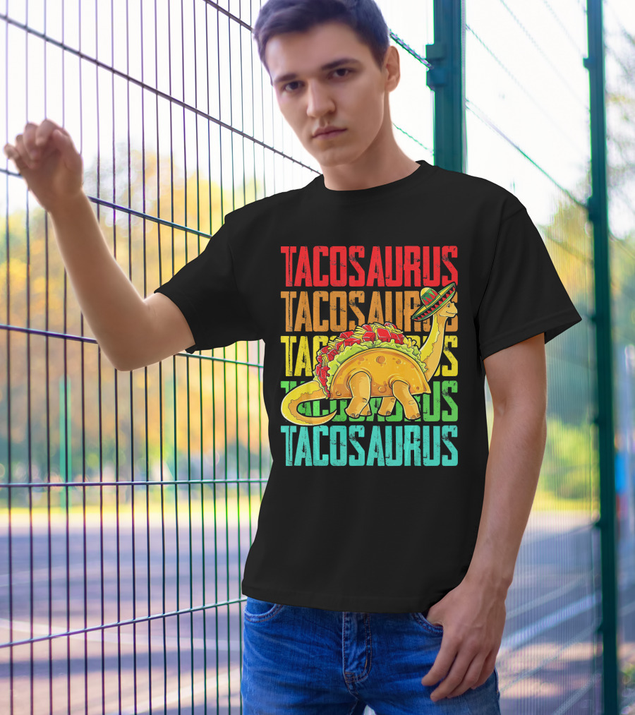 Tacosaurus Sombrero Dinosaur Taco Mexican Fiesta T-Shirt