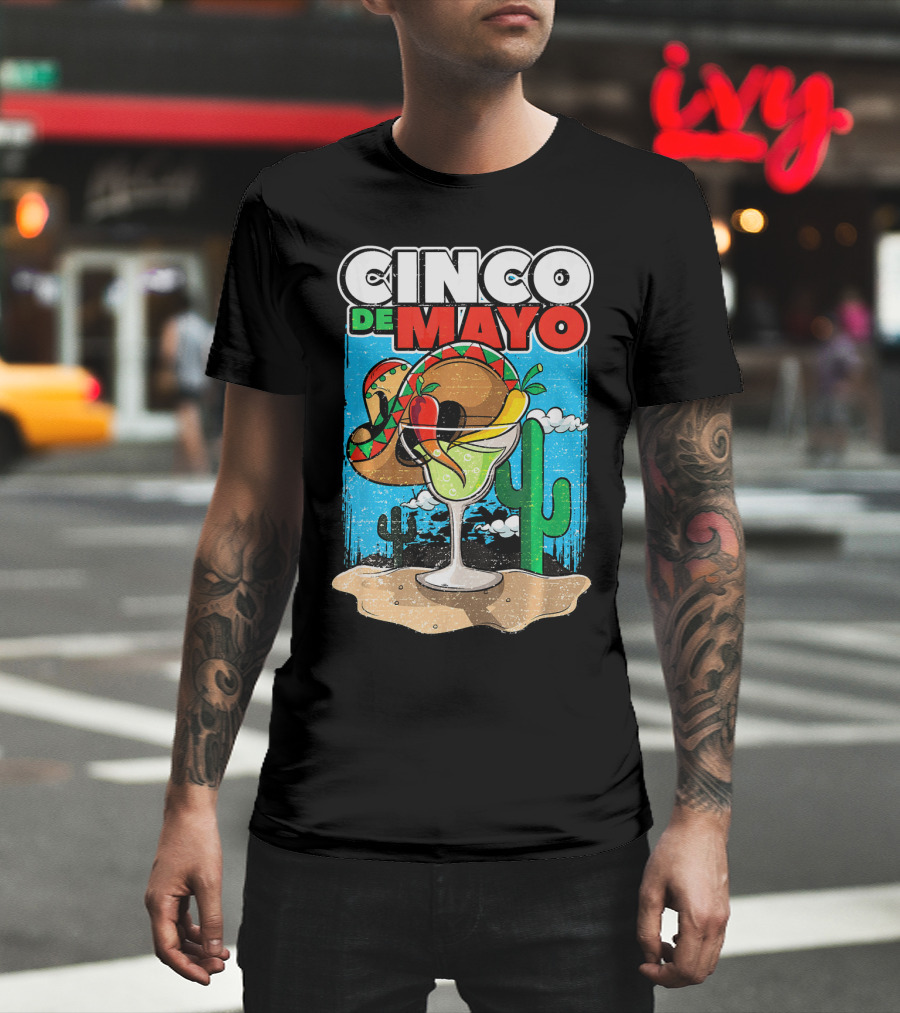 Cinco De Mayo Margarita Cactus Sombrero Fiesta T-Shirt