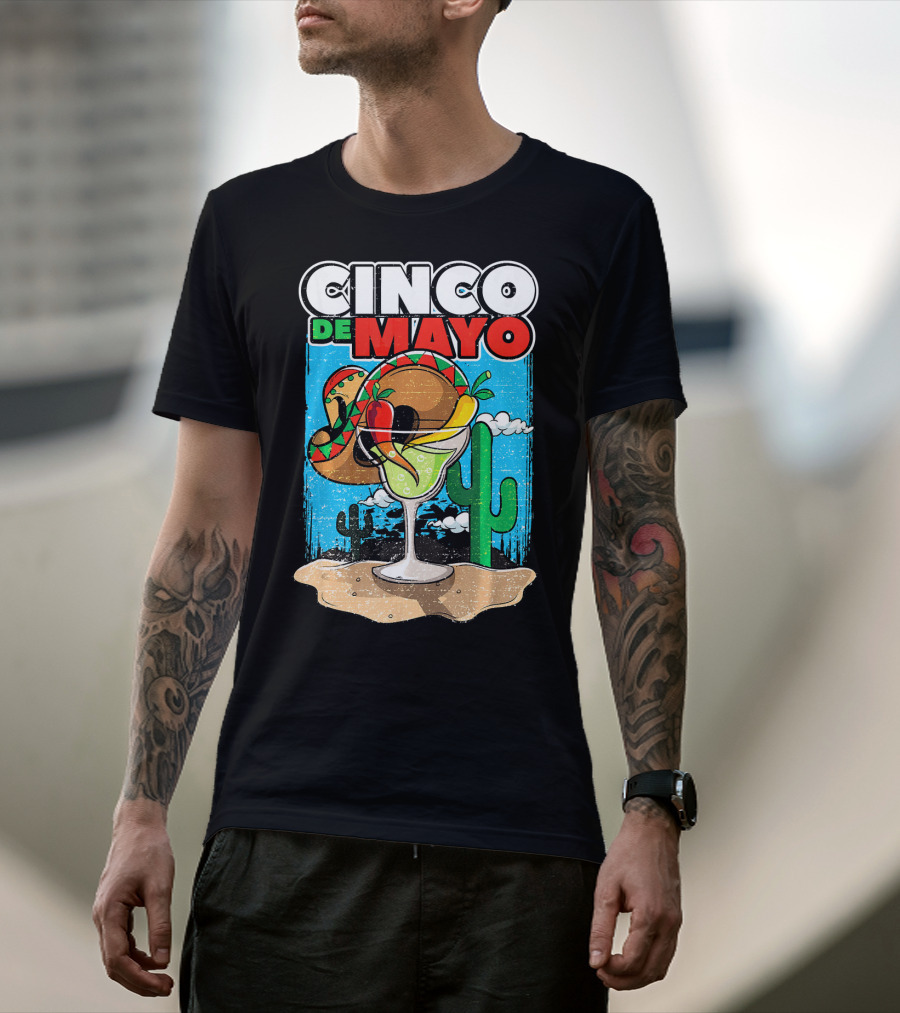 Cinco De Mayo Margarita Cactus Sombrero Fiesta T-Shirt