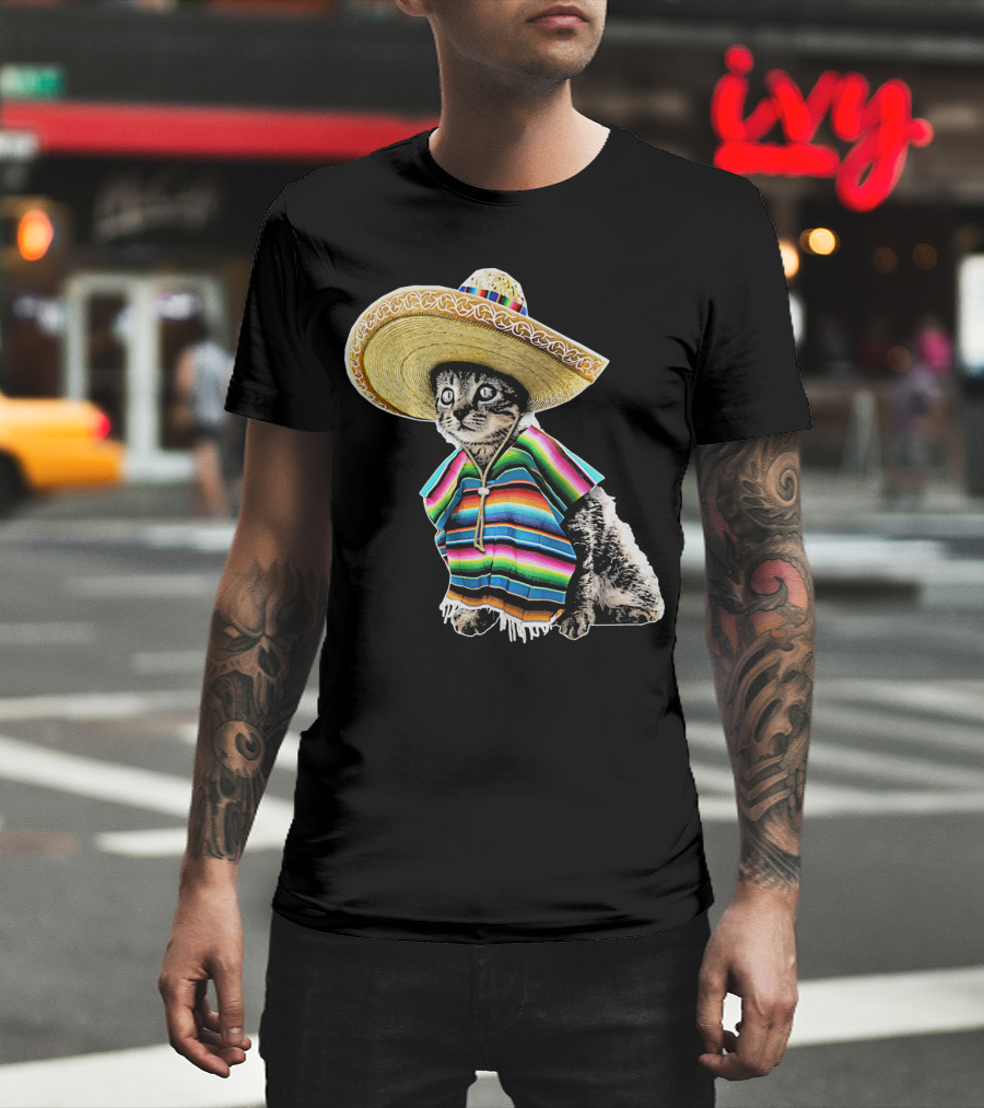 Cinco De Mayo Cat Sombrero Funny Fiesta Kitten T-Shirt