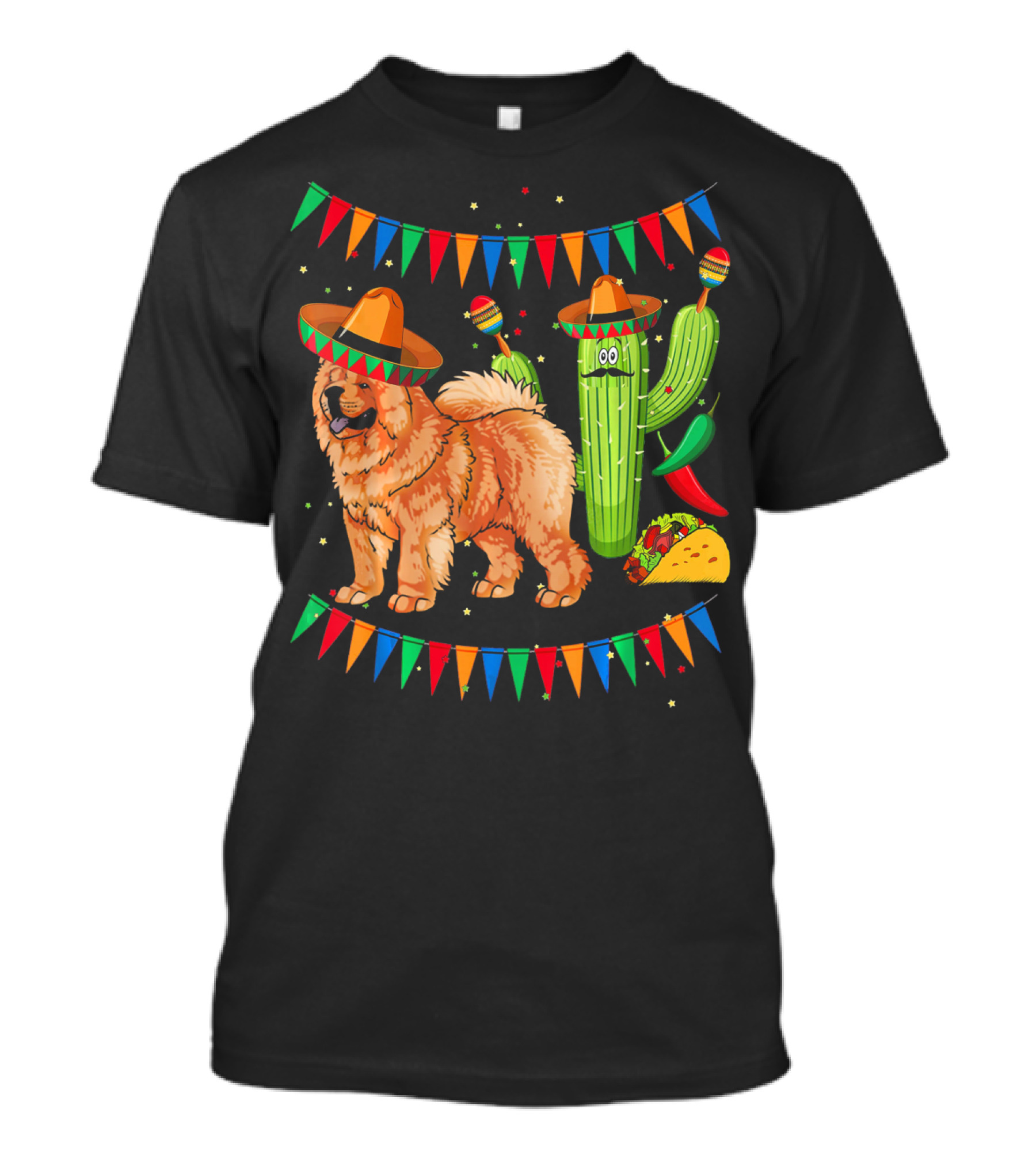 Sombrero Chow Chow Dog Cactus Mexico Cinco De Mayo Fiesta T-Shirt