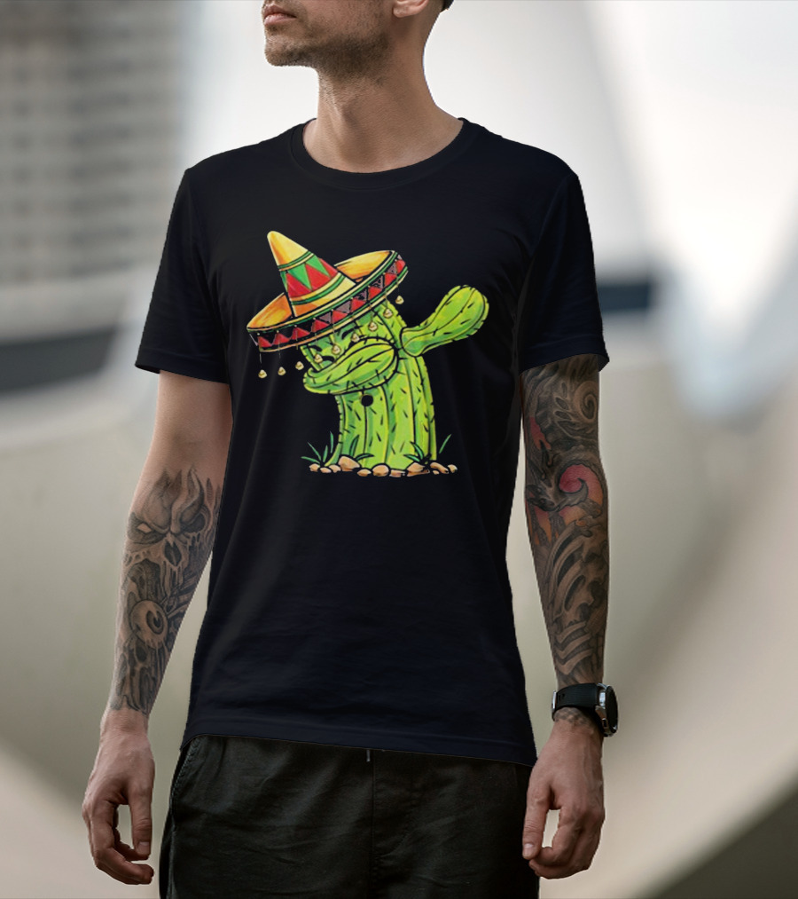 Cinco De Mayo Dabbing Cactus With Sombrero Mex T-Shirt