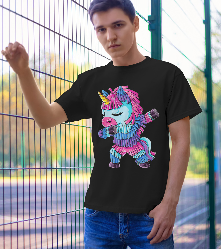 Dabbing Unicorn Pinata Funny Cinco De Mayo Party T-Shirt
