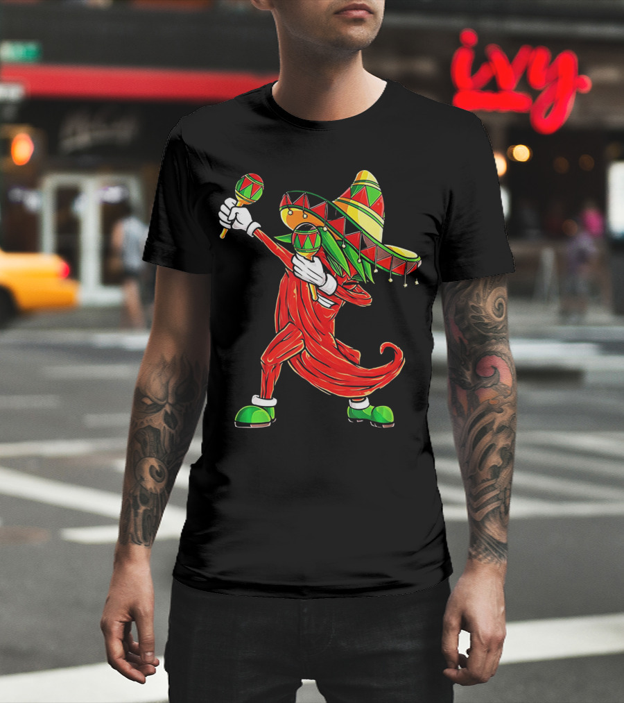 Dabbing Chili Sombrero Maracas Festival Fiery Dance T-Shirt