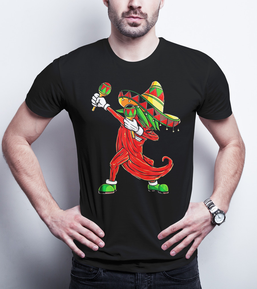 Dabbing Chili Sombrero Maracas Festival Fiery Dance T-Shirt
