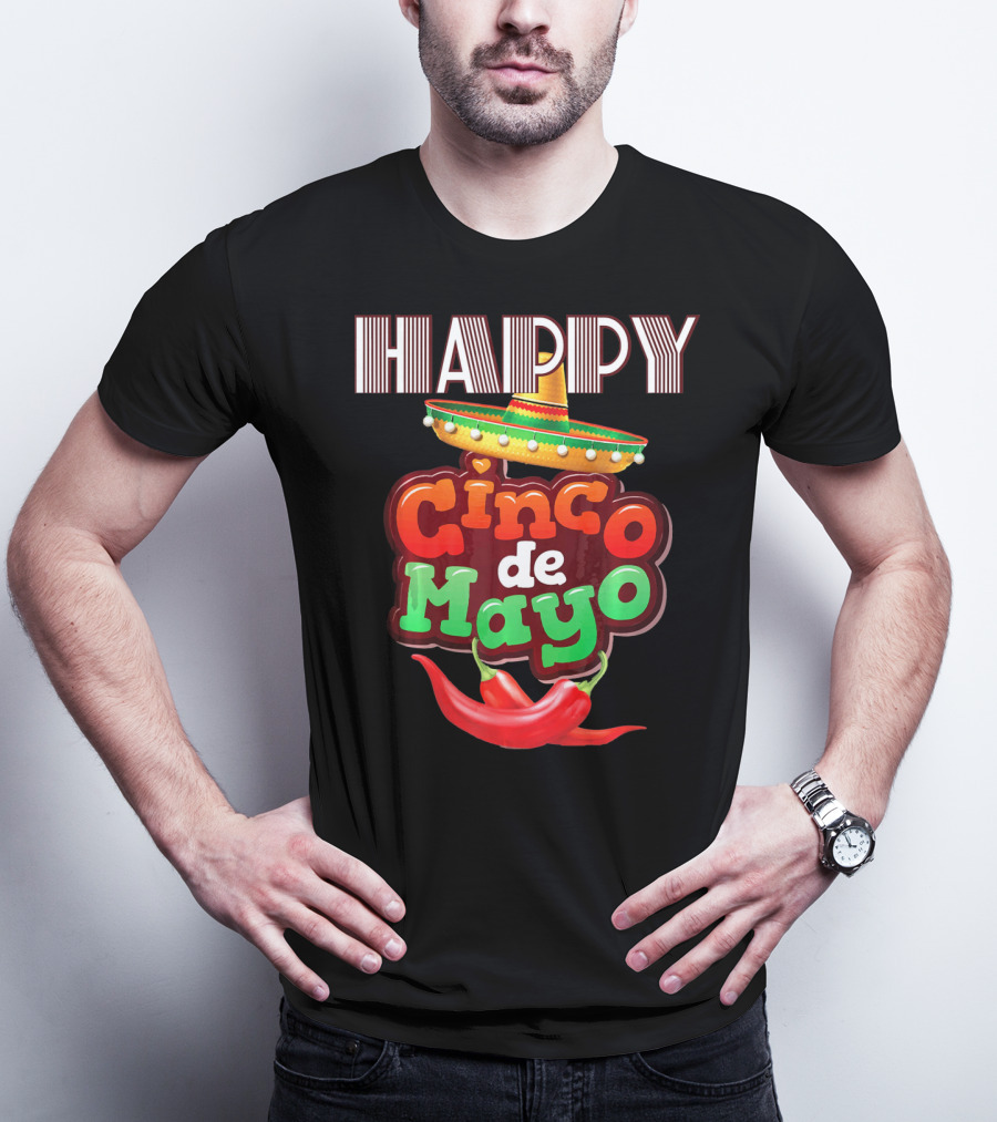 Happy Cinco De Mayo Sombrero Red Chili Peppers T-Shirt